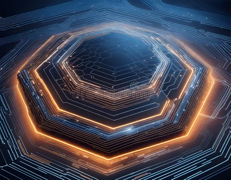 A High-tech, Bold Hexagonal Pattern Representation of a Robust Cybersecurity Architecture, Set ...