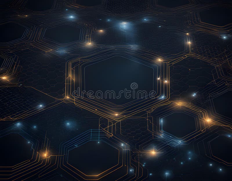 A High-tech, Bold Image Showcasing a Dynamic, Interconnected Hexagonal Pattern Representing ...