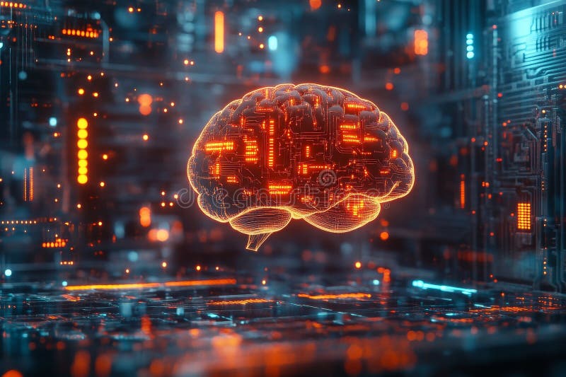 High-tech Brain with Electronic Circuits Symbolizing AI and Technology ...