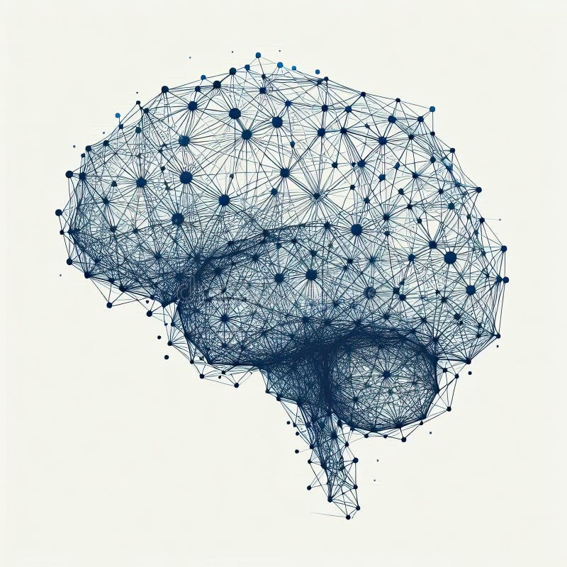 High-Tech Brain Illustration with Connections Stock Illustration ...