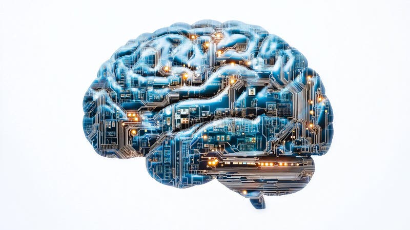 A High-tech Brain Model Glowing with Circuits and Technology ...