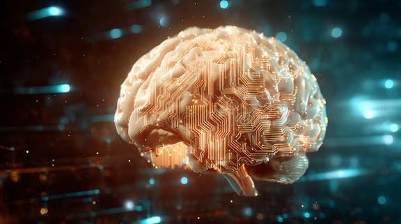 High-Tech Brain with Neural Circuit Design for AI Innovation Stock ...
