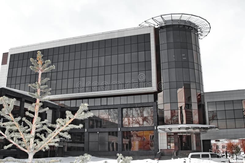 High-tech Building in Winter Stock Image - Image of finishing, hotel ...