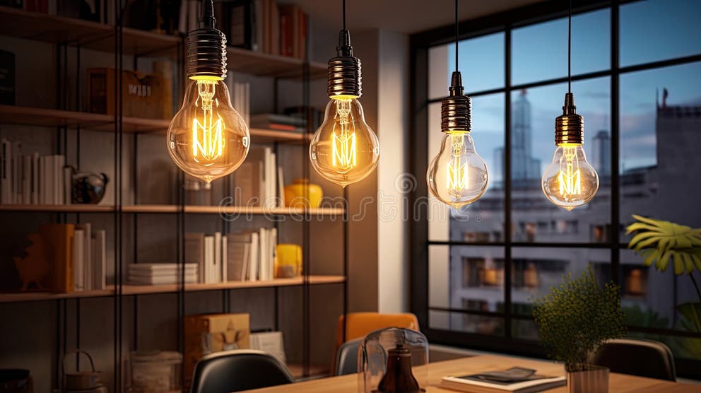 High-tech Bulbs in the Modern Interior Stock Image - Image of ...