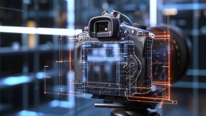 High-tech Camera with Digital Interface in Futuristic Setting Stock ...