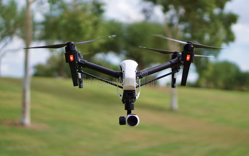 High Tech Camera Drone (UAV) Flying Stock Photo - Image of four ...