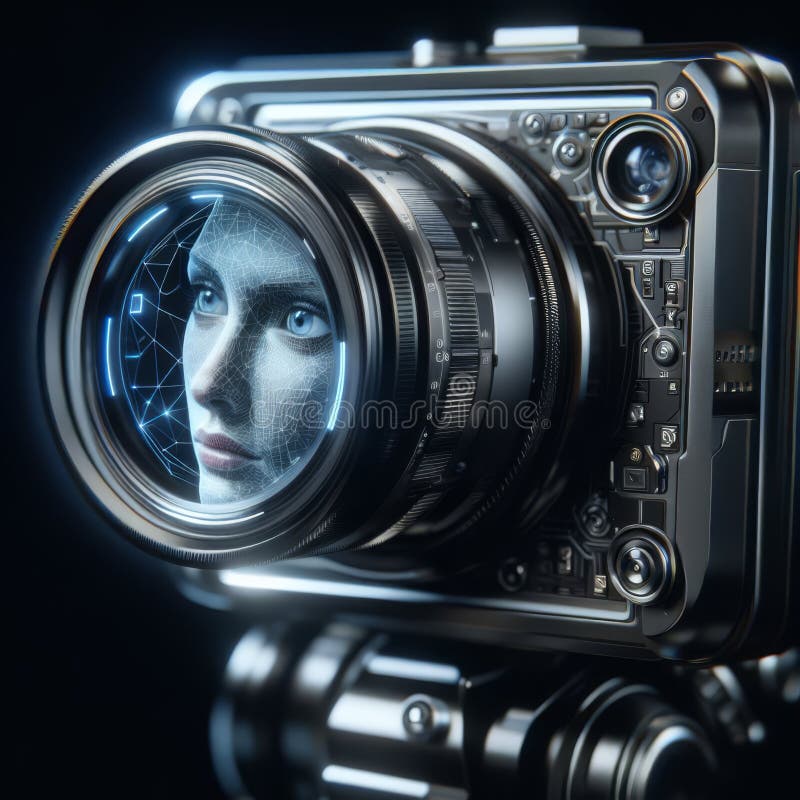 High-Tech Camera with Virtual Assistant Integration Stock Image - Image ...