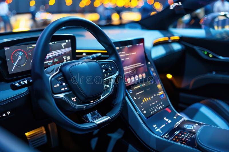 High-Tech Car Dashboard with Advanced Infotainment and Sleek ...