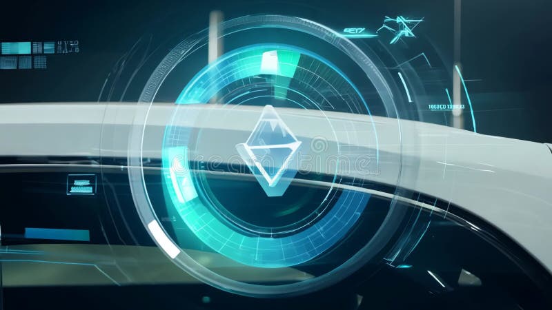 A High-tech Car with a Holographic Interface Displaying Futuristic ...