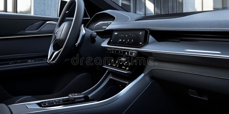 High-tech Car Interior with Digital Dashboard and Minimalist Controls ...