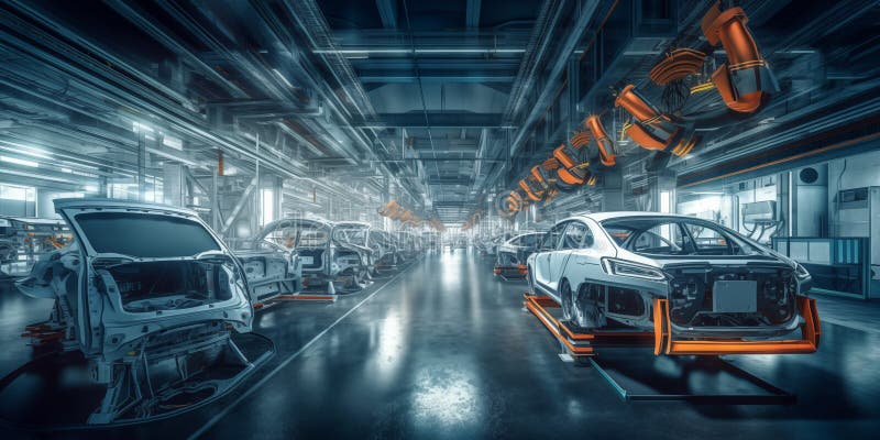 High-Tech Car Manufacturing Plant Interior Stock Photo - Image of ...