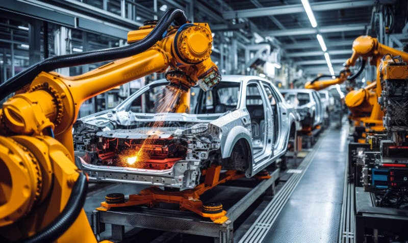 High-Tech Car Manufacturing Robotic Arms Leading the Way Stock ...