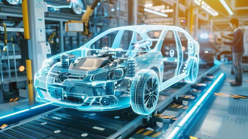 A High-tech Car Speeds through a Futuristic, Digital Environment with ...