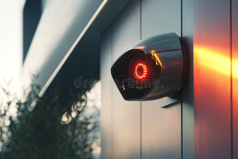 High-Tech CCTV Camera with Blinking Warning Light Ai Stock Photo ...
