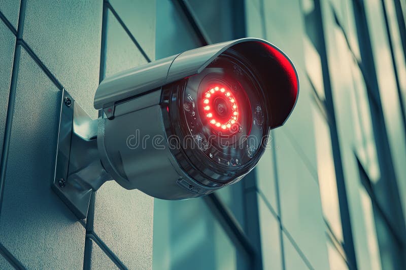 High-Tech CCTV Camera with Blinking Warning Light Ai Stock Photo ...