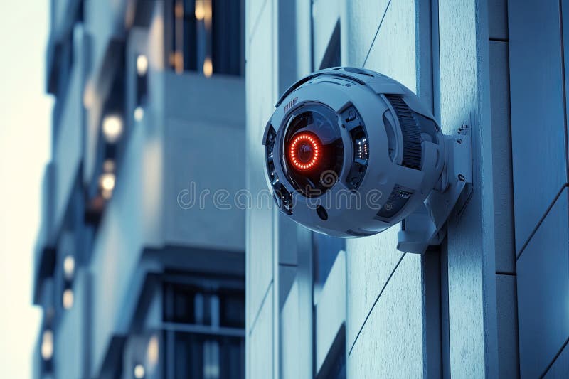 High-Tech CCTV Surveillance Camera on a Building Ai Stock Photo - Image ...