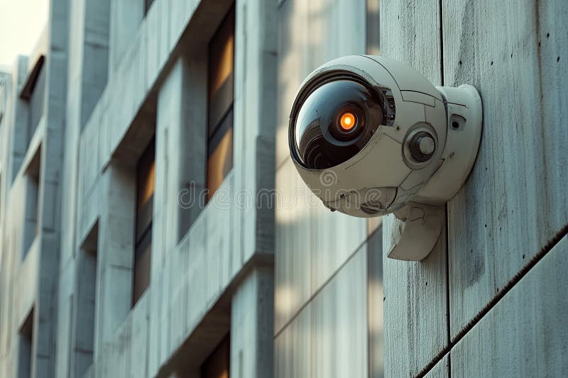 High-Tech CCTV Surveillance Camera on a Building Ai Stock Image - Image ...