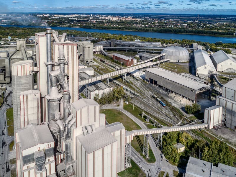 High Tech Cement Plant in Process of Making Cement and Lime Stock Image ...