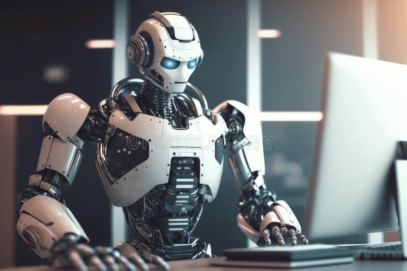 Futuristic Office Building with Glass Walls and Floating Staircase ...