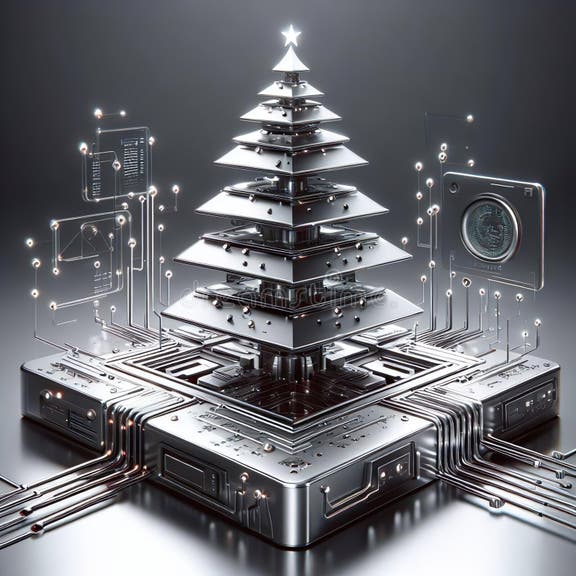 A high-tech Christmas tree stock illustration. Illustration of ...
