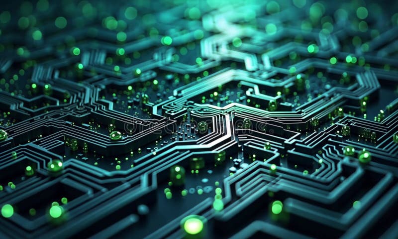 High-Tech Circuit Board: Abstract Green Technology Background Stock ...