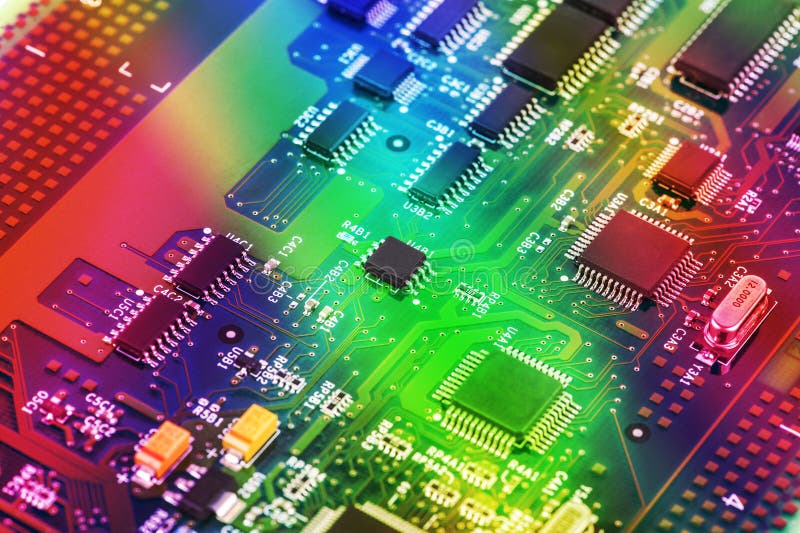 High Tech Circuit Board Close Up, Macro. Concept of Information ...