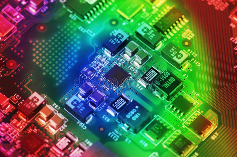 High Tech Circuit Board Close Up, Macro. Concept of Information ...