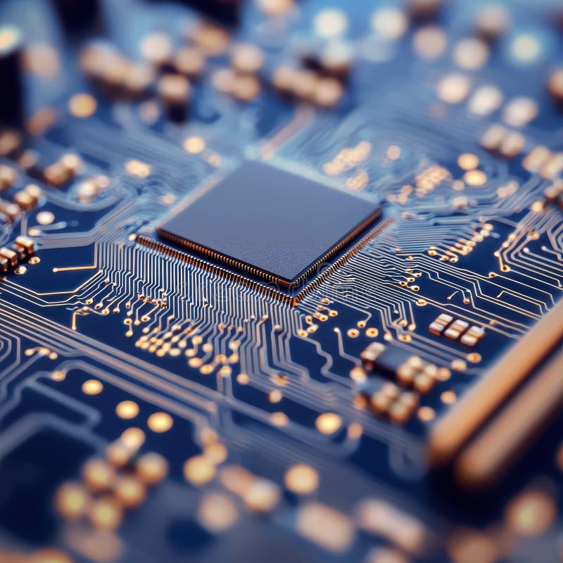 High Tech Circuit Board Close Up Microchip Electronics Technology ...