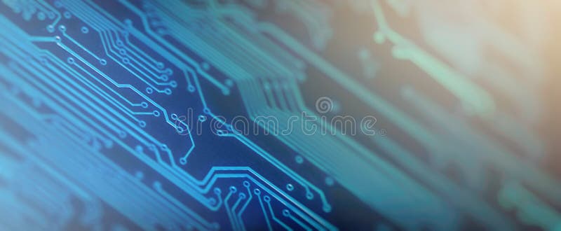 High Tech Circuit Board. Creative Blurry Blue Circuit Wallpaper ...
