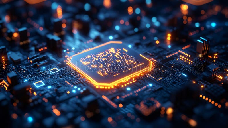 High Tech Circuit Board Digital Technology CPU Microchip Electronics ...