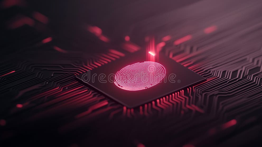 High-tech Circuit Board Featuring a Biometric Fingerprint Hologram in ...