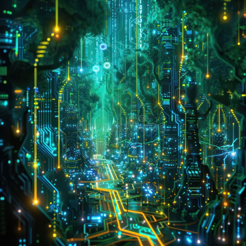 High-tech Circuit Board Forest ,Generative AI Stock Image - Image of ...