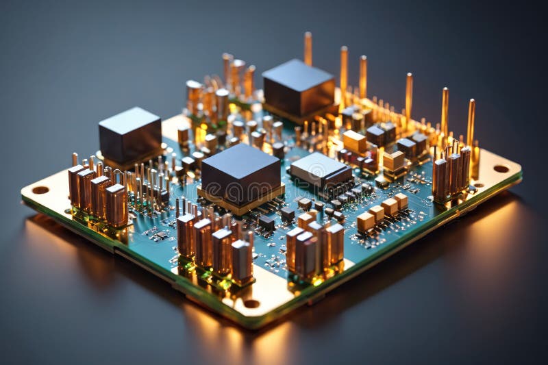 High-Tech Circuit Board with Gold Plating Under Soft Lighting ...