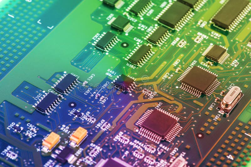High Tech Circuit Board Close Up, Macro. Concept of Information ...