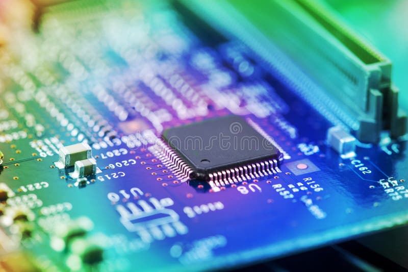 High Tech Circuit Board Close Up, Macro. Concept of Information ...