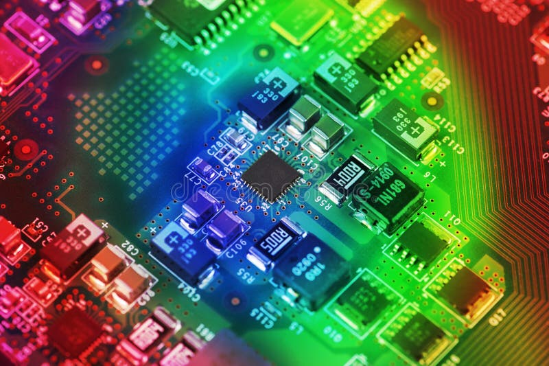 High Tech Circuit Board Close Up, Macro. Concept of Information ...
