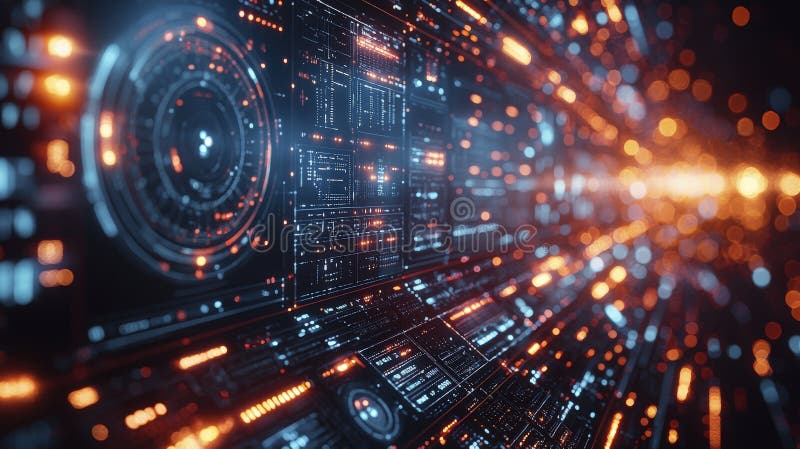 High-Tech Circuit Board with Radiant Light Effect Stock Illustration ...