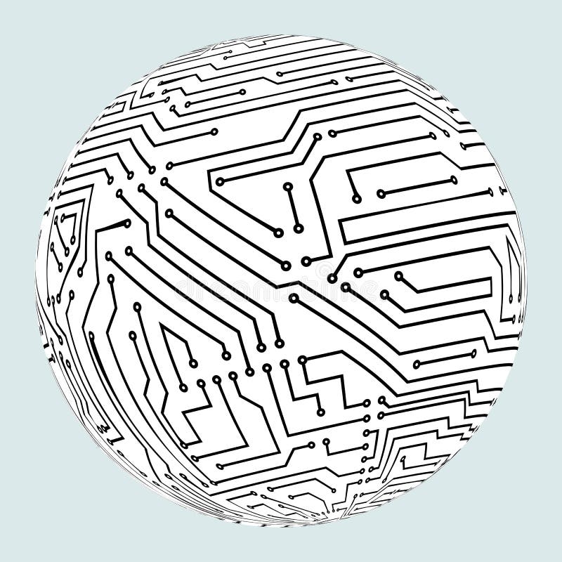 High Tech Circuit Board Sphere Stock Vector - Illustration of board ...