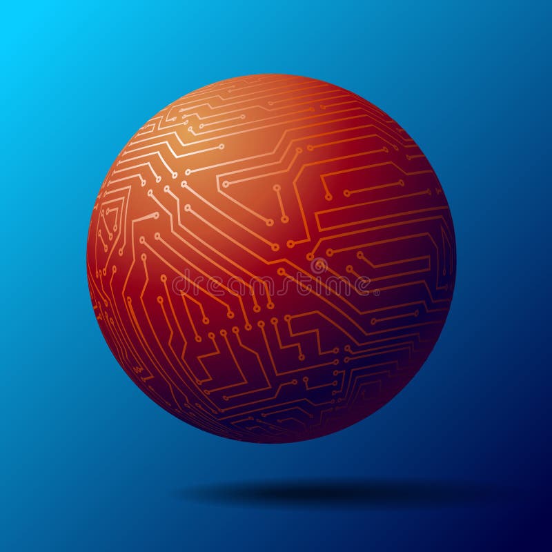 High Tech Circuit Board Sphere Stock Vector - Illustration of hardware ...