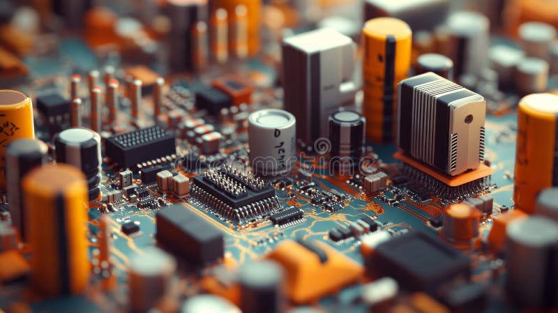 High-tech Circuit Board with Various Components. Advanced Electronics ...