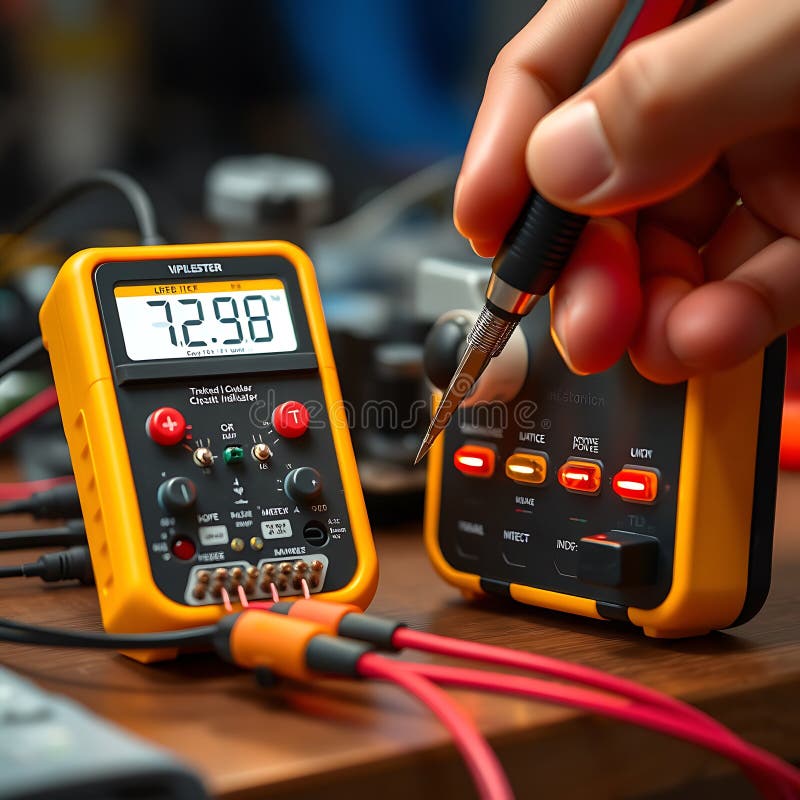 A High Tech Circuit Tester with Glowing LED Indicators Being Used To ...
