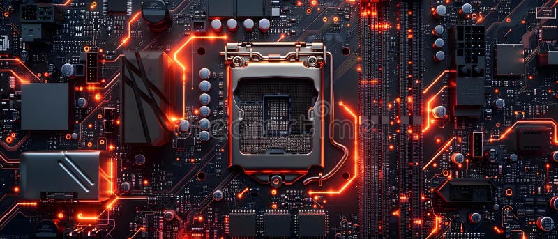 High-Tech Circuitry: the Heart of Computing. Concept Computer Hardware ...