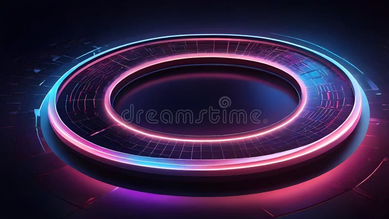 A High-tech Circular Interface with Glowing Digital Particles, Set ...