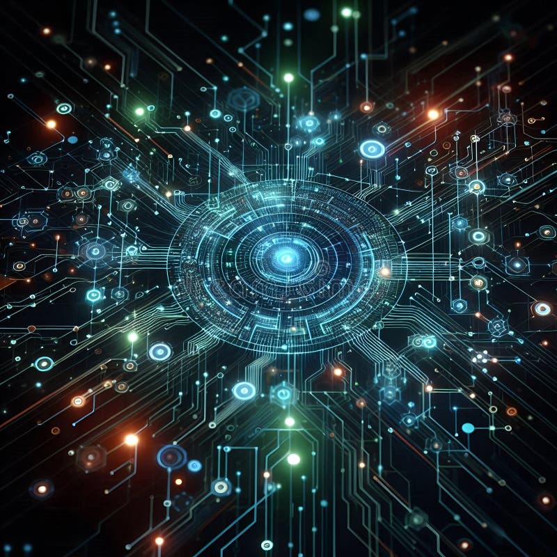 High-Tech Circular Interface with Vibrant Network Design Stock ...