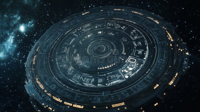 High-tech Circular Space Station in Deep Space Stock Photo - Image of ...