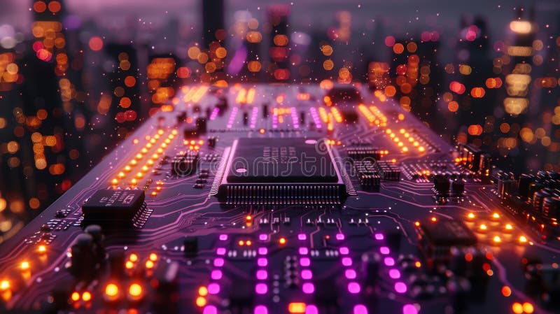 High-tech City Circuit Board - Generative Ai Stock Illustration ...