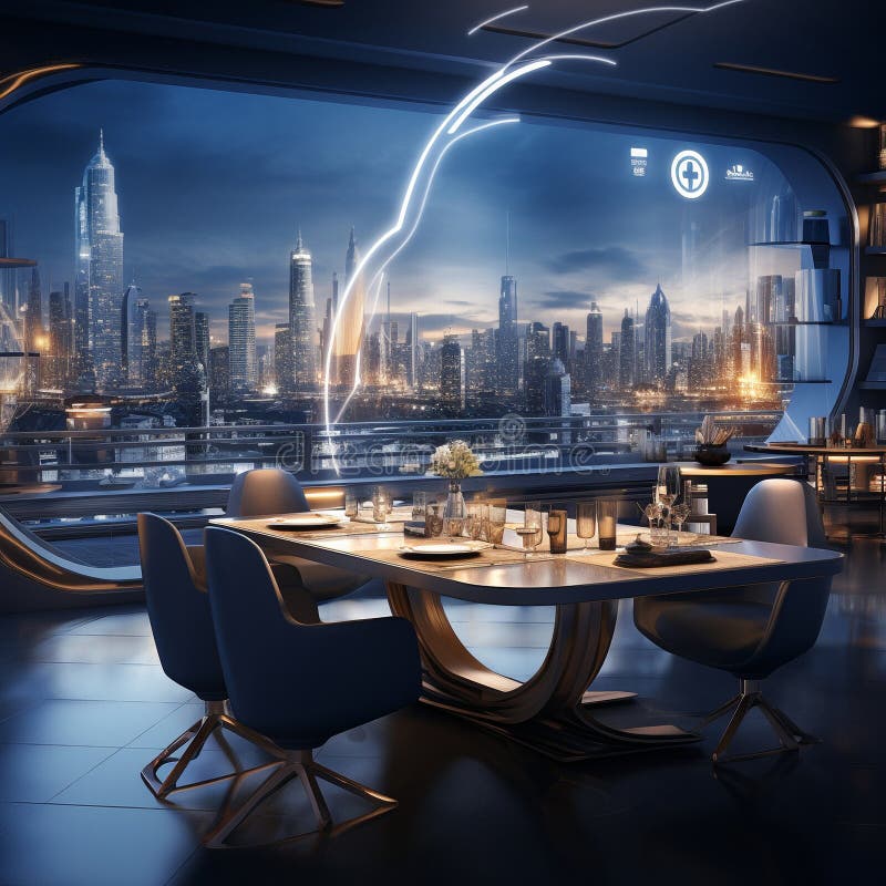 High Tech City of the Future in Blue Colors Stock Illustration ...