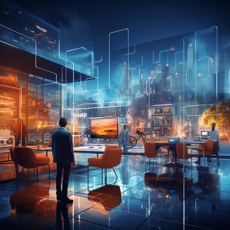 High-tech Warehouse of the Future Stock Illustration - Illustration of ...