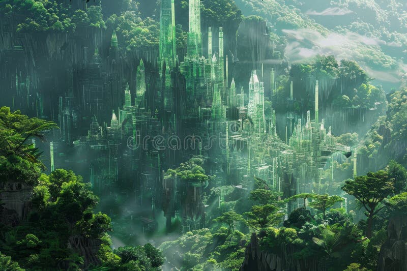 A High-tech City Surrounded by Dense Forest, Showcasing the Blend of ...