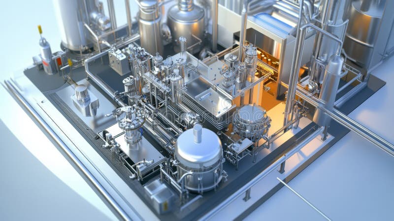 High-Tech Clean Fuel Processing Machinery Overview Stock Illustration ...